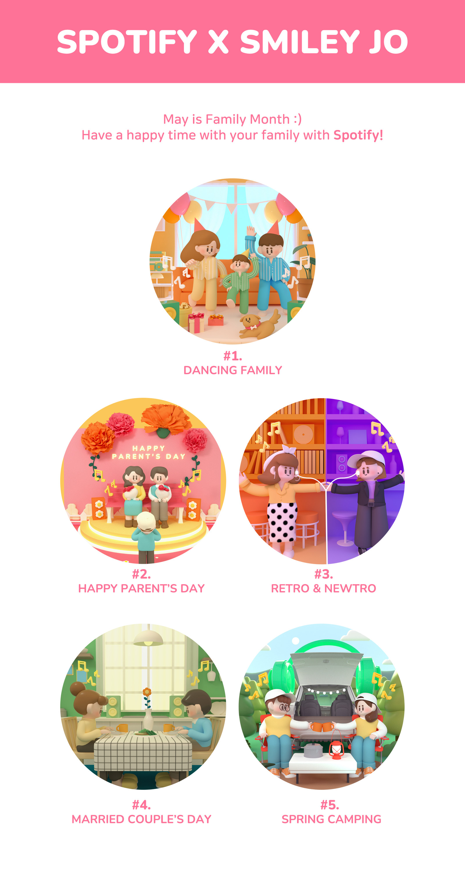 [스포티파이 X SMILEY JO] 두번째 3D 캐릭터 모션그래픽 프로젝트 by Smiley Jo - 노트폴리오